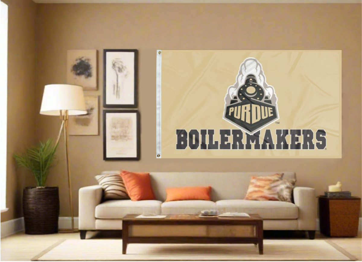 3x5 Purdue Flag with Purdue Train and Boilermakers Logo – A to Z Flags, LLC