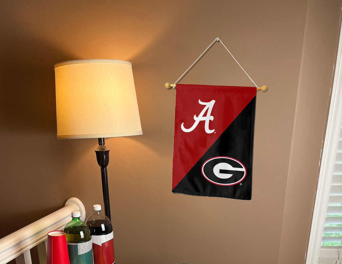 13x18 House Divided Garden Flag with University of Alabama and Univers ...