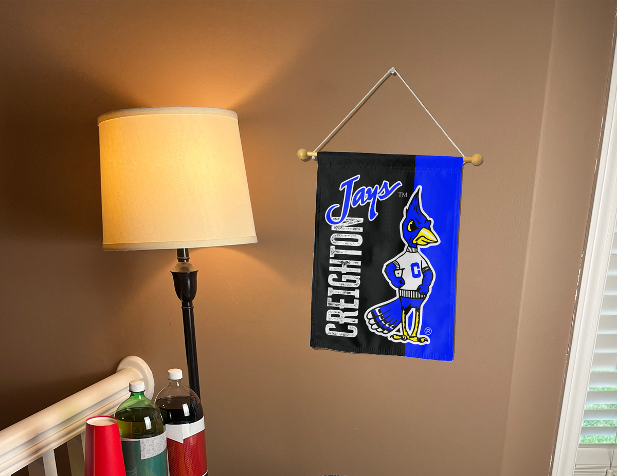 Creighton University Blue and Black Vintage Garden Flag – A to Z Flags, LLC